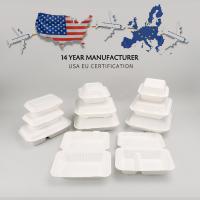 China 100% Natural Bagasse 3 Compartment Food Container Disposable Take Out Picnic Box 100000pcs MOQ for sale
