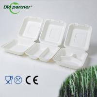 China 100% Natural Bagasse 3 Compartment Food Container Disposable Take Out Picnic Box 100000pcs MOQ for sale