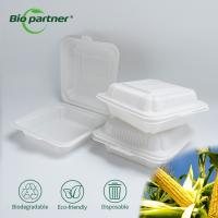 China Biodegradable Corn Starch Food Container Single Tier Takeaway Clamshell 20000pcs MOQ for sale