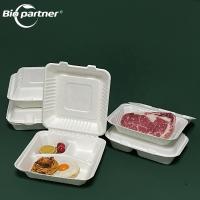 China Eco-Friendly AL4 Sugarcane Bagasse Pulp Clamshell Food Container with Custom Logo for sale