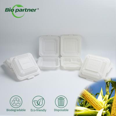 China Custom Logo Biodegradable Corn Starch Takeaway Container 20000pcs MOQ Food Packaging for sale