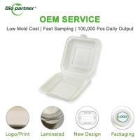 China Biodegradable Corn Starch Hinged To Go Container Lunch Box 20000pcs Rectangle Eco-Friendly Packaging for sale