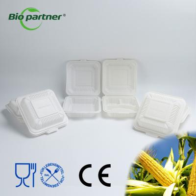 China Restaurant Clamshell Food Container with Corn Starch Material and To Go Lunch Boxes for sale