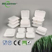 China Eco Degradable Disposable Tableware 9 Inch Bagasse Clamshell Lunch Box for Hamburger for sale