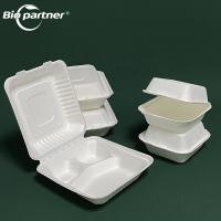 China Eco Friendly Biodegradable Clamshell Container 8x8 Microwave Safe Rectangle for sale