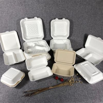 China Sugarcane Bagasse Oval Food Container Clamshell Box 750ml Eco Friendly Takeaway for sale