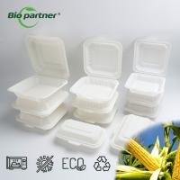 China Bio degradable Custom Logo Plastic Clamshell Food Packaging Takeaway Corn Starch Lunch Box for sale
