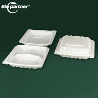 China Customized Size Cornstarch Food Container Hinged Clamshell Box for Takeaway Bento Box for sale