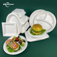 China Biodegradable Burger Lunch Box 3 Compartment Takeaway Bagasse Pulp Food Container for sale