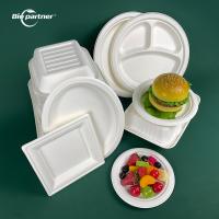China Biodegradable Burger Lunch Box 3 Compartment Takeaway Bagasse Pulp Food Container for sale
