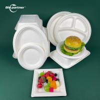 China Biodegradable Burger Lunch Box 3 Compartment Takeaway Bagasse Pulp Food Container for sale