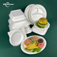 China Biodegradable Burger Lunch Box 3 Compartment Takeaway Bagasse Pulp Food Container for sale