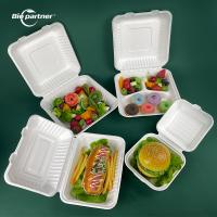 China Biodegradable Burger Lunch Box 3 Compartment Takeaway Bagasse Pulp Food Container for sale