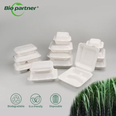 China Customized Logo Acceptable Sugarcane/Bagasse Pulp Burger Box for Delivery and Takeout for sale