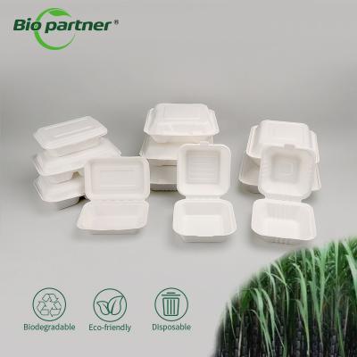 China Sugarcane Bagasse Disposable Food Container with Lid and Compartment 100000pcs MOQ for sale