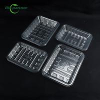 China PET Blister Frozen Food Tray Custom Size Rectangle Disposable Meat Fruit Vegetable Packaging for sale