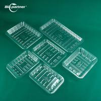 China PET Blister Frozen Food Tray Custom Size Rectangle Disposable Meat Fruit Vegetable Packaging for sale