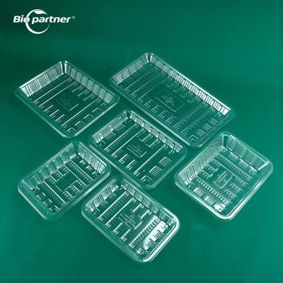China Disposable Rectangle PET Meat Tray Custom Size for Meat Fruit Frozen Food Packaging for sale