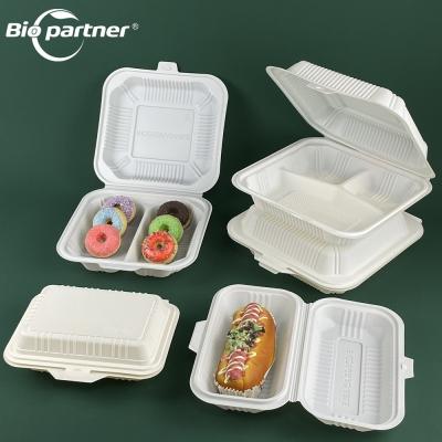 China AF16 20 Pack 7 Inch 3 Compartment Bento Plate Disposable Lunch Box Biodegradable for sale