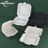 China AF16 20 Pack 7 Inch 3 Compartment Bento Plate Disposable Lunch Box Biodegradable for sale