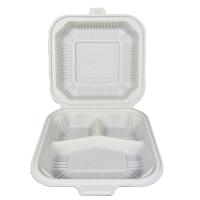 China AF16 20 Pack 7 Inch 3 Compartment Bento Plate Disposable Lunch Box Biodegradable for sale