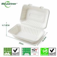 China 100% Environment-friendly Disposable Sugarcane Hinged Food Containers for Take Away for sale