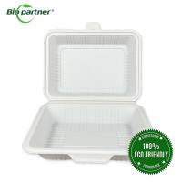 China Disposable Cornstarch Food Container for Biodegradable Takeout Clamsell Box Packaging for sale