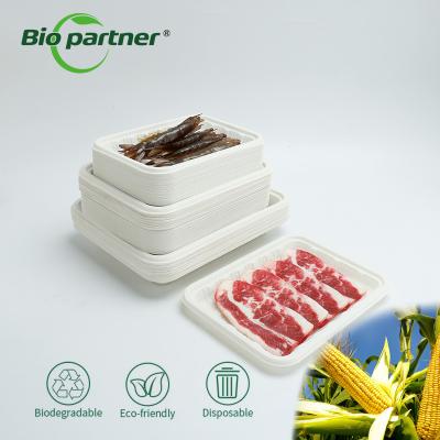 China Custom Order Accepted Corn Starch Disposable Blister Tray for Frozen Chicken and Beef for sale