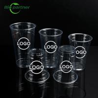 China Home Restaurant Bar Hotel Wedding Custom Logo Clear Plastic Coffee Smoothie PET Cups for sale