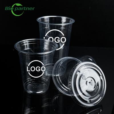 China Eco-Friendly PLA Cup 12oz 24oz Disposable Dessert Take Away Cocktail Cup with Lid for sale