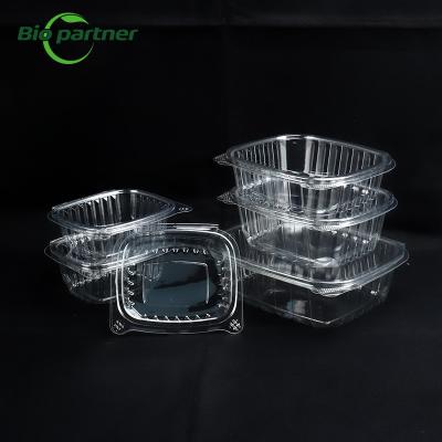 China Embossing Square Clamshell Food Boxes Clear Blister Box for Disposable Food Container for sale