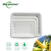 China Disposable Blister PP Corn Starch Food Tray for Fruit Meat Vegetable Packaging Custom Size for sale