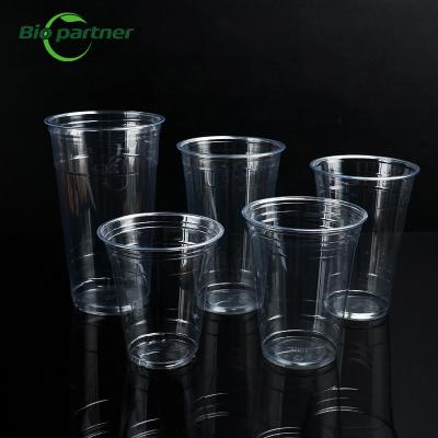 China Custom Printed 10oz to 32oz PLA Disposable Clear Juice Cup with Lid for sale
