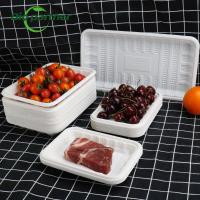 China Corn Starch Blister Disposable Fresh Fruit Tray Rectangular Plastic Food Packaging Custom Size for sale