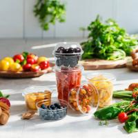 China Plastic Containers Cutting Slicer Cup Biopartner Pet Disposable Fruit Salad Packaging for sale