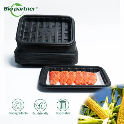 China Customized Disposable PP Corn Starch Meat Fruit Packaging Tray for Supermarket Fresh Food for sale