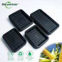 China Custom Logo Cornstarch Biodegradable Food Grade Tray for Fresh Steak Meat 200x150mm for sale