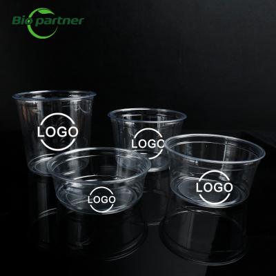 China Custom Logo 12oz 16oz 22oz Biodegradable PLA Plastic Cup with Lids for Boba Tea Coffee Juice for sale