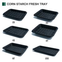 China Custom Cornstarch Black Blister Disposable Plastic Tray for Food Packaging 200ml for sale
