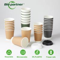 China Custom Disposable Paper Kraft Cups 100000 MOQ Biodegradable Plastic Free with Lid for sale