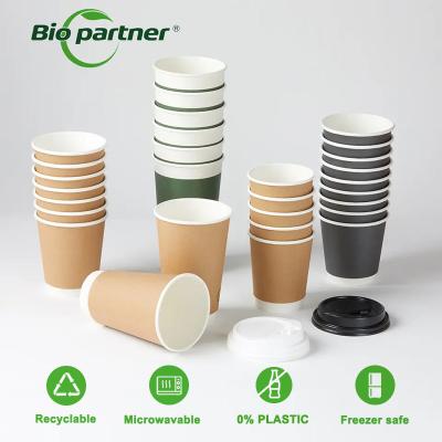 China Custom Disposable Paper Kraft Cups 100000 MOQ Biodegradable Plastic Free with Lid for sale
