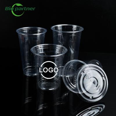 China Degradable PLA Cups Recyclable Disposable Plastic PET PLA Clear Drinking Cups with Lids for sale