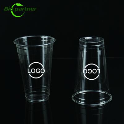China 9/10/12/16/20/24/32oz PLA Cold Cup Biodegradable Clear Plastic Transparent Drinking Cup for sale