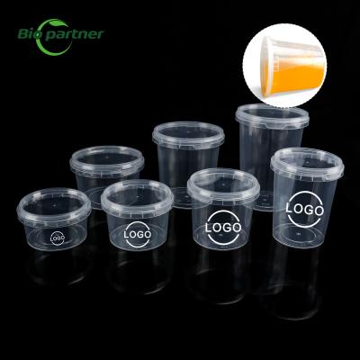 China Clear Leakproof PP Plastic Disposable Deli Cups with Lids 8oz to 32oz BPA Free Food Storage for sale