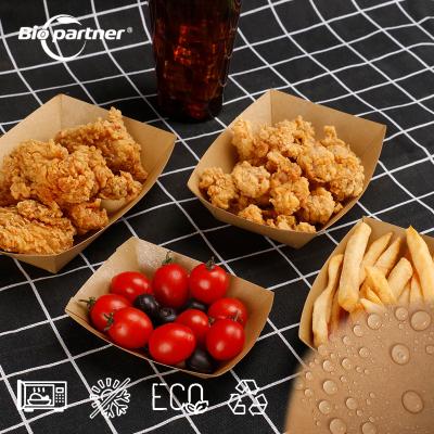 China Custom Paper Boat Shaped Box for French Fries Barbecue Freezer Safe Biodegradable for sale