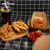 China Eco Friendly Disposable Kraft Paper Serving Tray 100000 MOQ for Snack French Fries Chicken Salad for sale