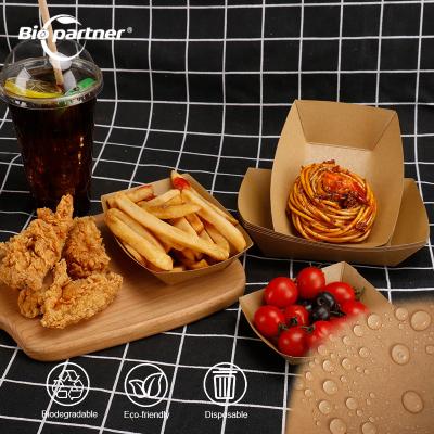 China Eco Friendly Disposable Kraft Paper Serving Tray 100000 MOQ for Snack French Fries Chicken Salad for sale