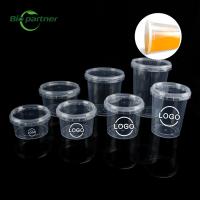 China Eco-friendly Custom Print Disposable Plastic Clear Deli Food Cup Container With Lids for sale