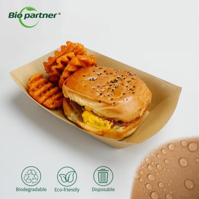 China Kraft Brown Paper Serving Boats Biodegradable Take Out Food Trays 100000 MOQ for sale