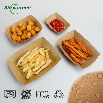 China Heavy Duty Disposable Kraft Brown Paper Food Trays Biodegradable 100000 MOQ for sale